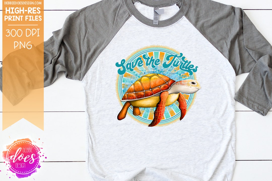 Save the Turtles Retro Orange Teal Sublimation/printable Design Instant ...