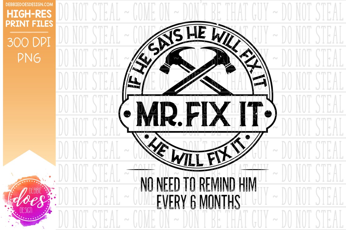 Mr. Fix It Sublimation/printable Design Instant Download - Etsy