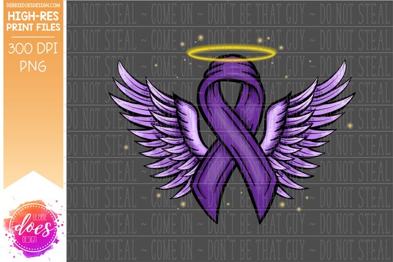 Cancer Ribbon With Wings And Halo