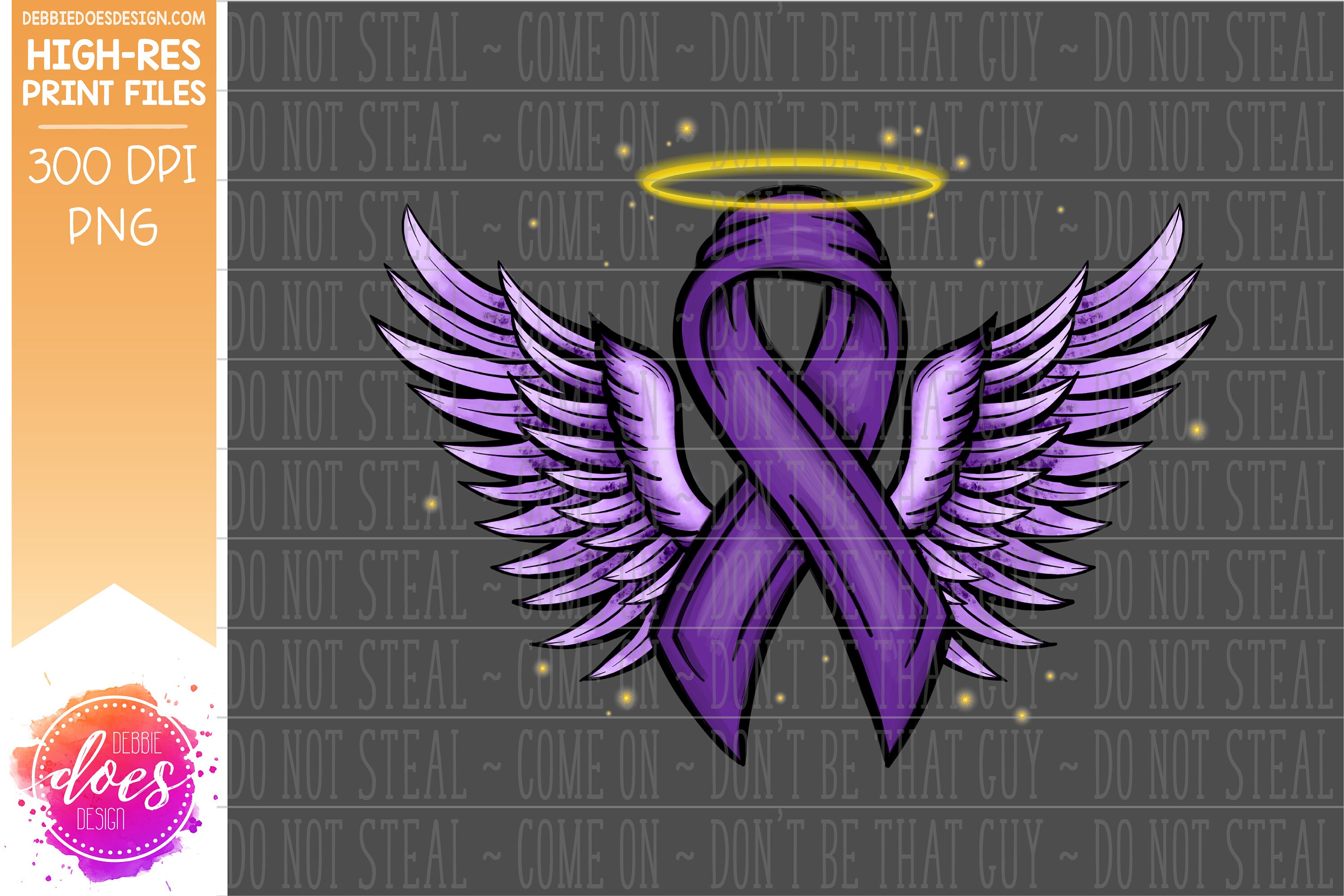 Lavender Cancer Ribbon With Angel