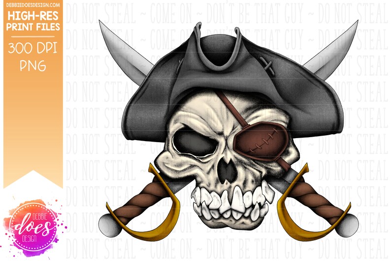 Hand Drawn Pirate Skull Sublimation/Printable Designs | Etsy