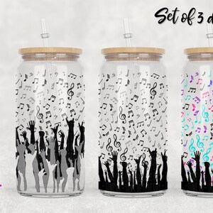 Concert Hands Music Glass Can Tumbler Designs Set of 3 - Etsy