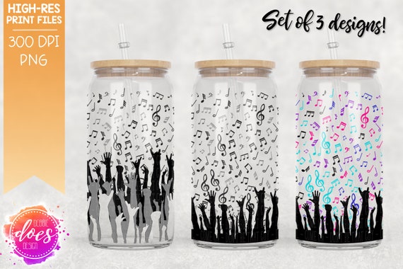 Concert Hands Music Glass Can Tumbler Designs Set of 3 - Etsy