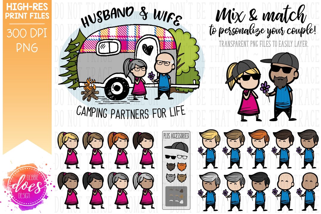 Camping Partners for Life Kit Customizable Couples Design Camper Design ...