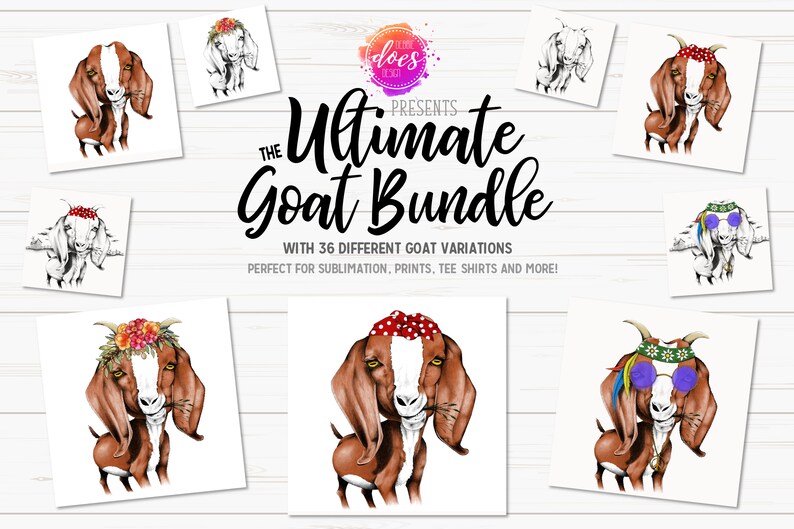The Ultimate Goat Bundle Hand Drawn Goat Instant Download | Etsy
