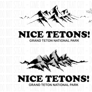 Nice Tetons Hand Drawn Grand Teton Mountains SVG Digital Cut Files HTV ...