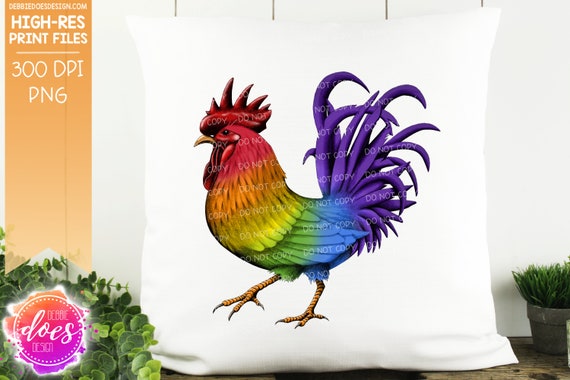 Rainbow Hand Drawn Rooster/chicken Printable/sublimation - Etsy