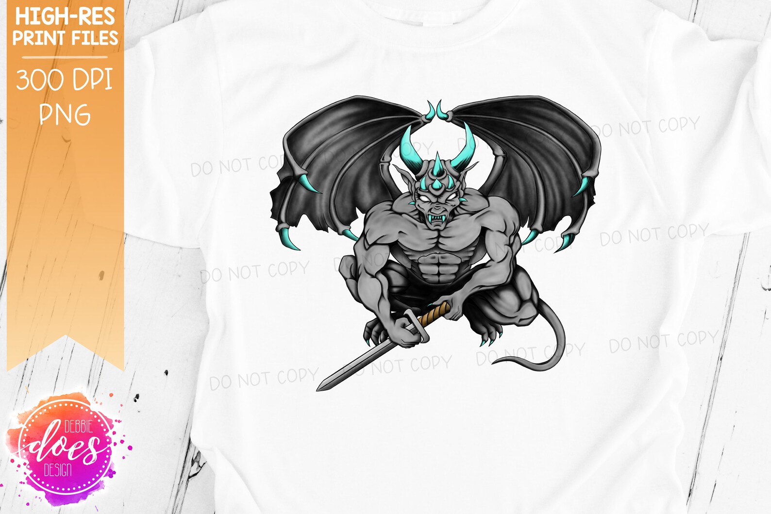 Hand Drawn Gargoyle Grey & Mint Sublimation/printable - Etsy