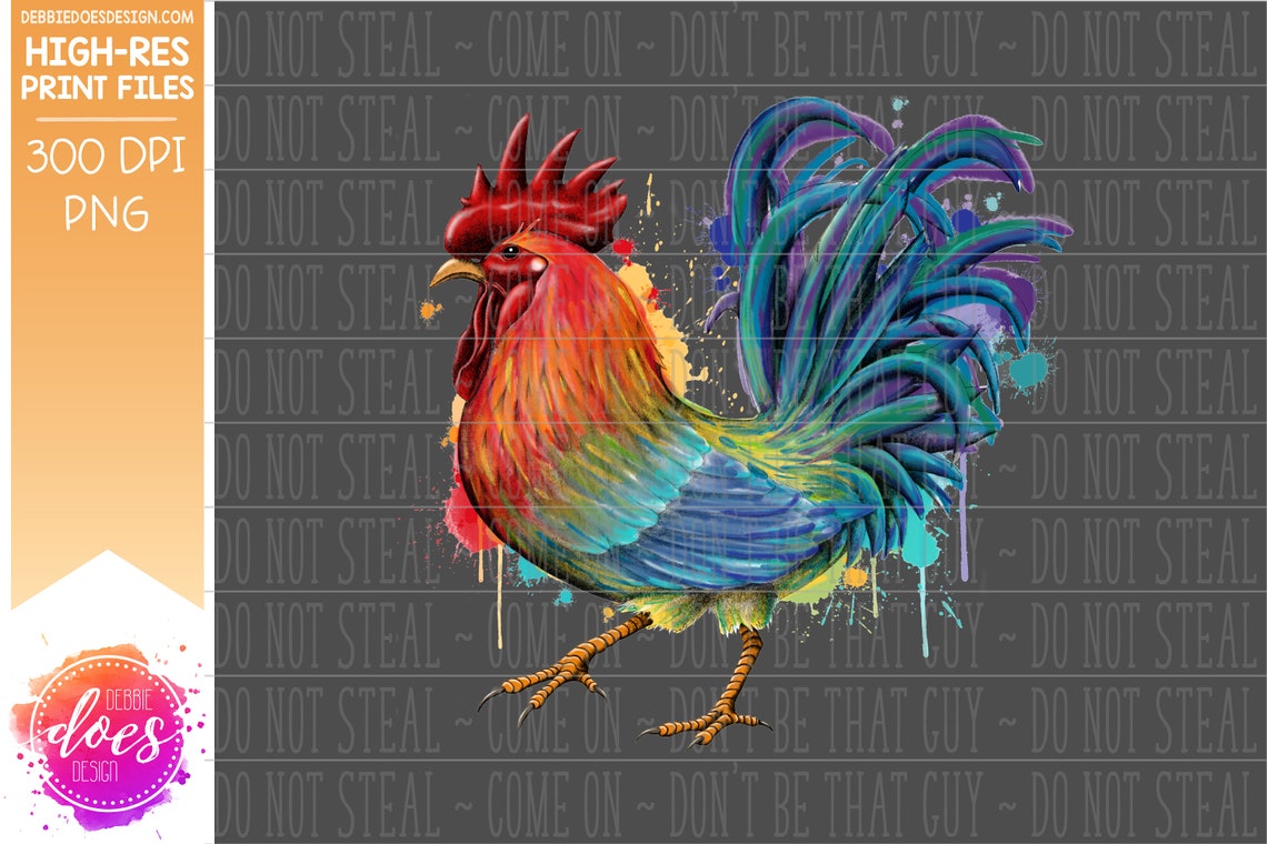 Watercolor Hand Drawn Rooster/chicken Sublimation/printable - Etsy