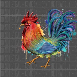 Watercolor Hand Drawn Rooster/chicken - Sublimation/printable Design ...