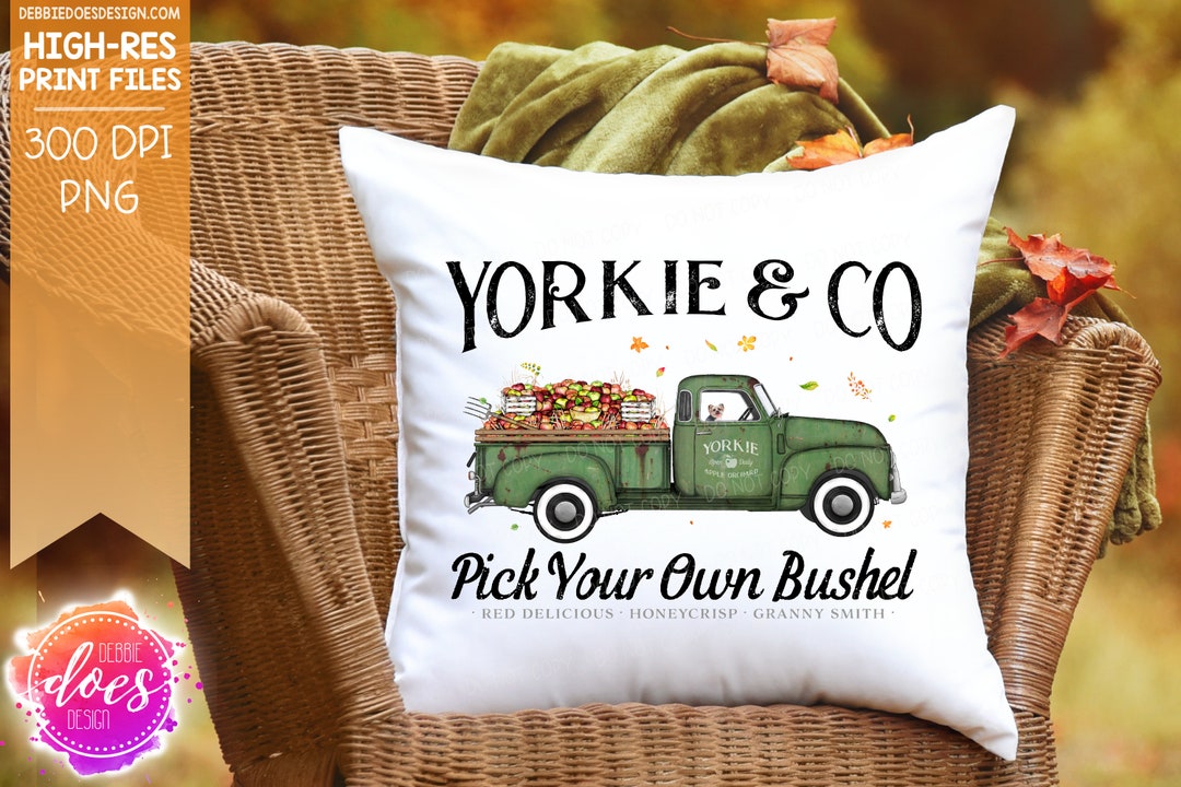 Yorkie Dog Apple Bushel Truck Sublimation/printable Design Instant ...