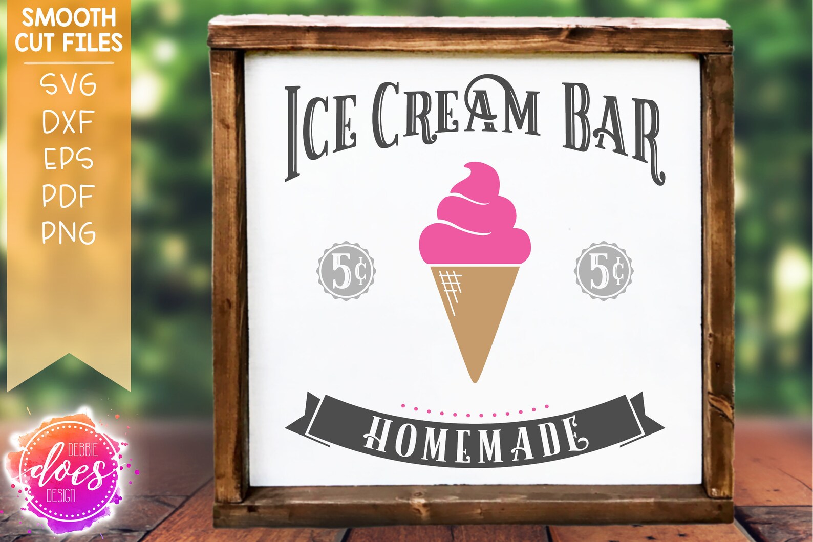 Ice Cream Bar With Banner SVG Digital Cut File Wood Sign - Etsy