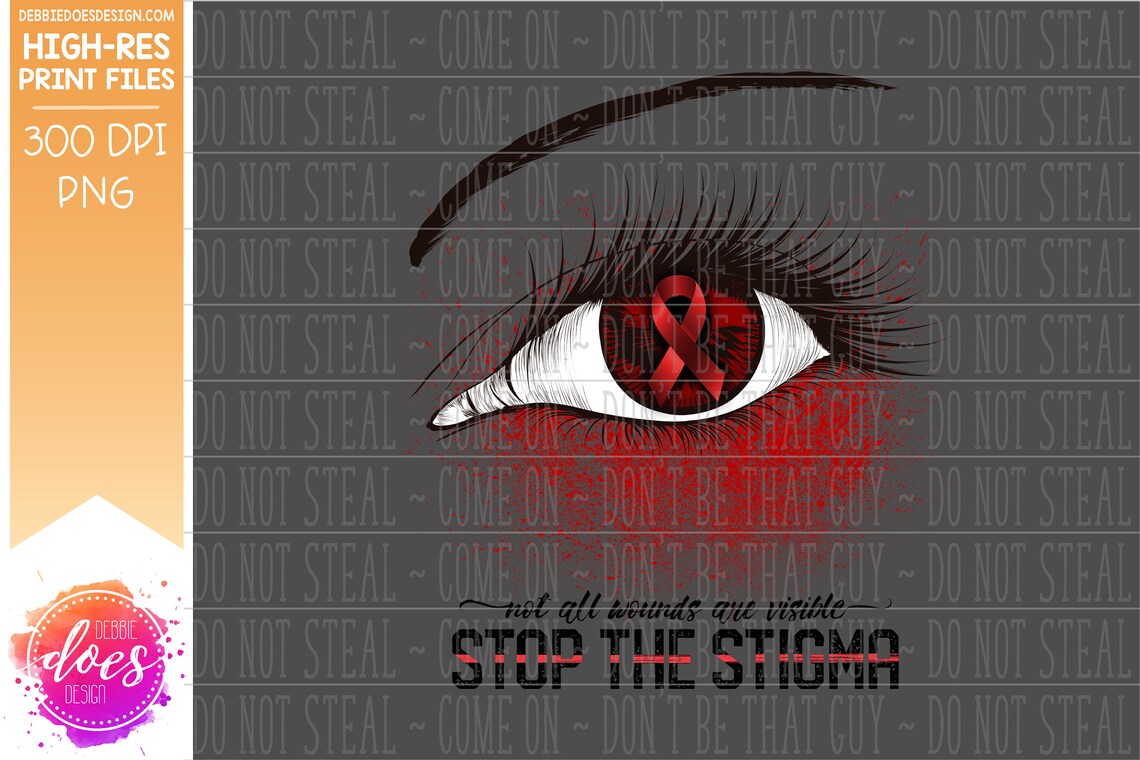 Red Stop the Stigma Mental Health Awareness Ribbon Eye | Etsy