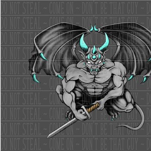 Hand Drawn Gargoyle Grey & Mint Sublimation/printable Designs Instant ...