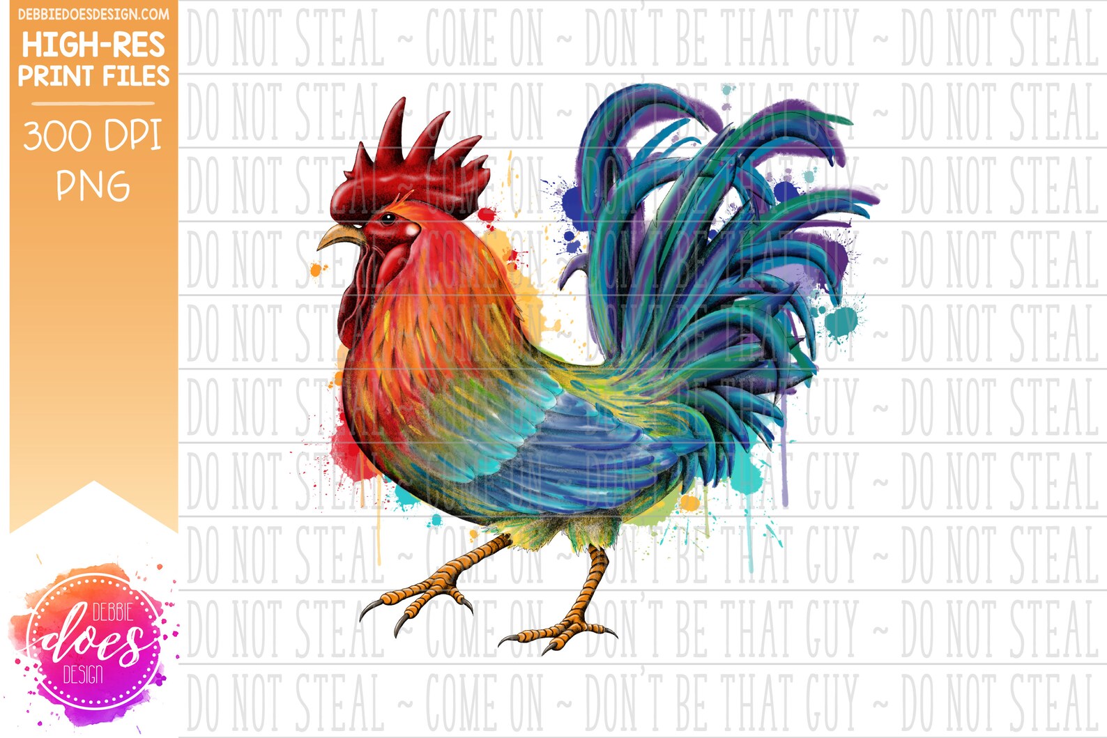 Watercolor Hand Drawn Rooster/chicken Sublimation/printable - Etsy