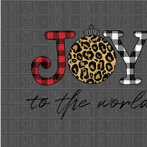 Joy to the World Leopard Plaid Christmas Bulb Sublimation/printable ...