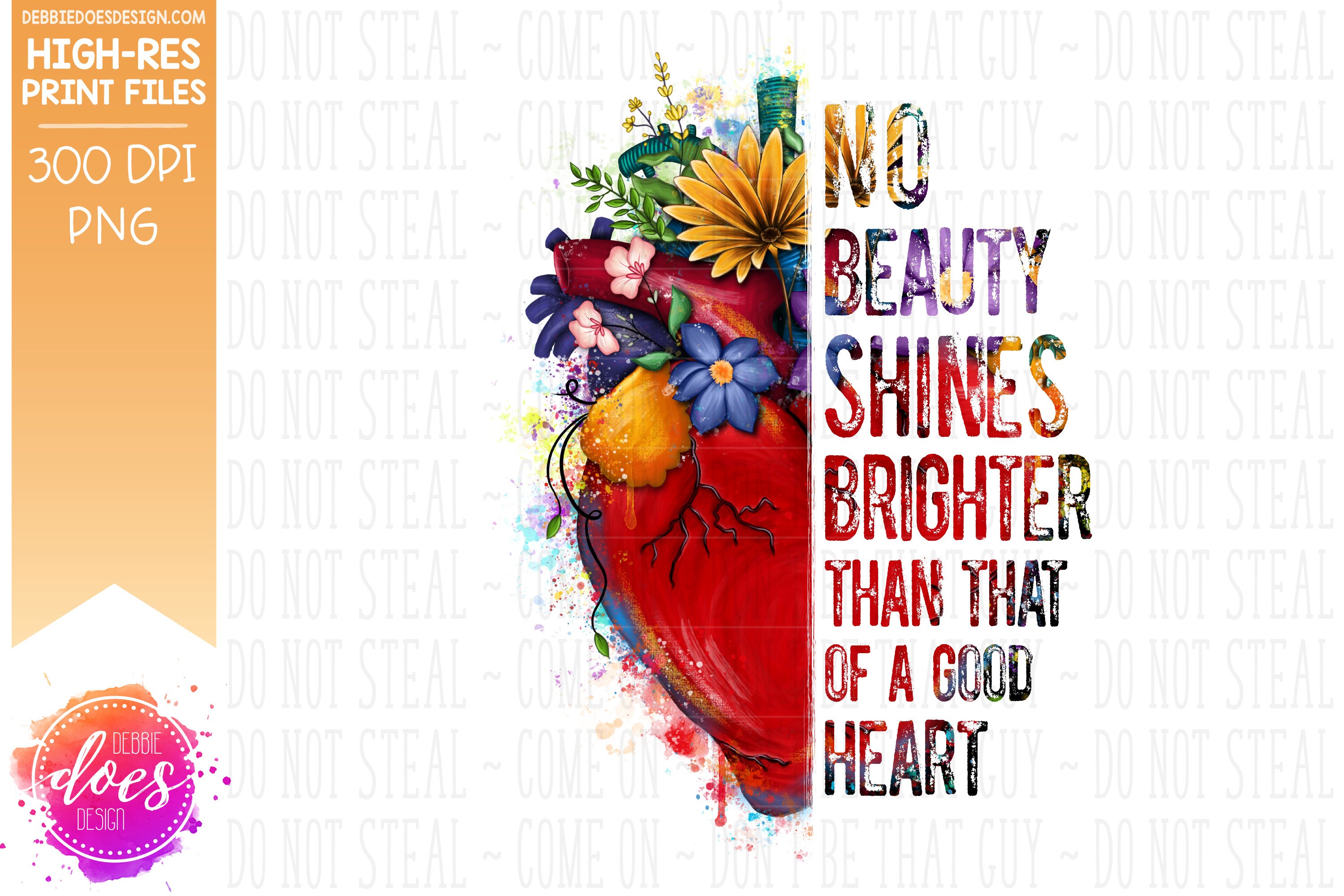 Floral Half Heart A Good Heart Sublimation/Printable | Etsy