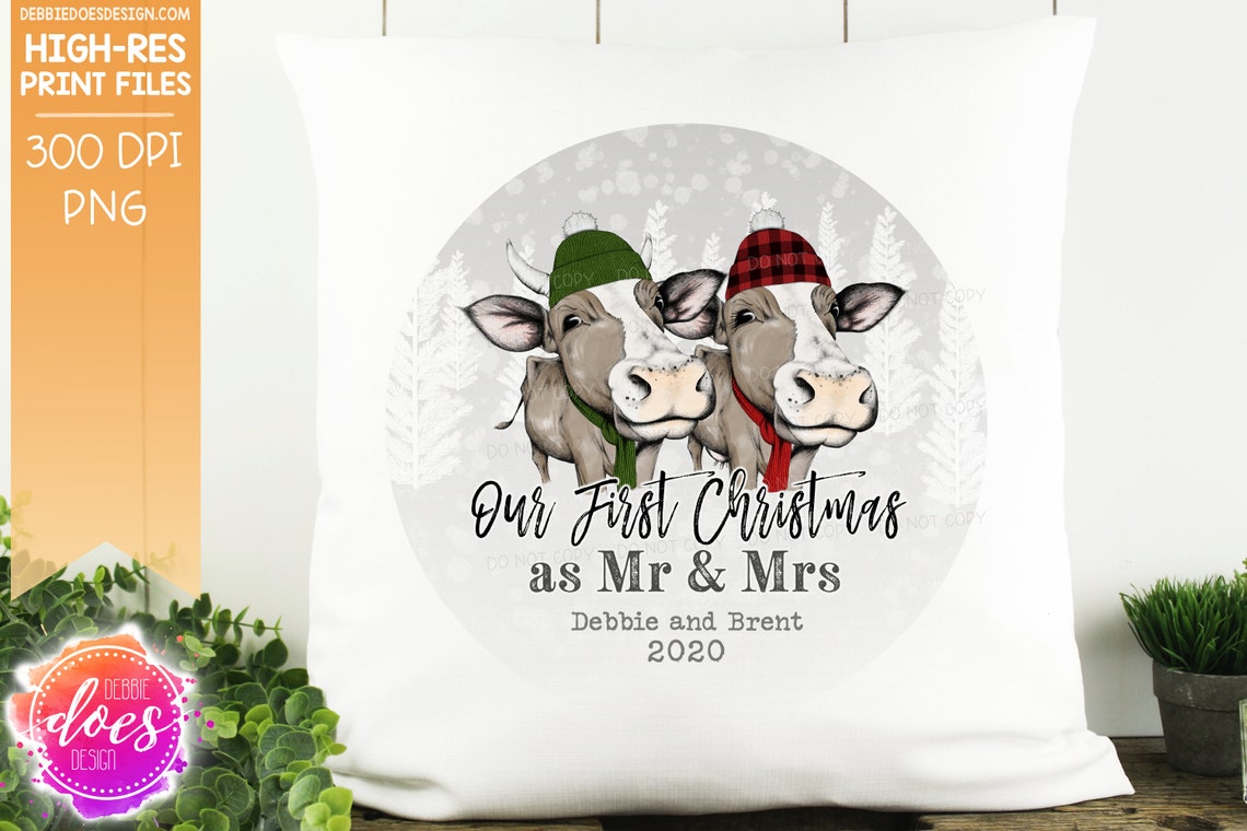 Our First Christmas as Mr & Mrs Cow 3 Versions | Etsy