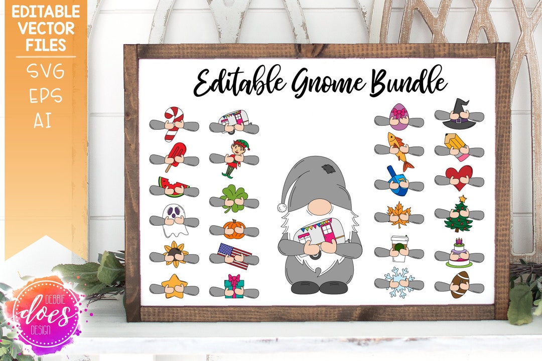 Editable Gnome Bundle Editable Vector Designs Sublimation/printable ...