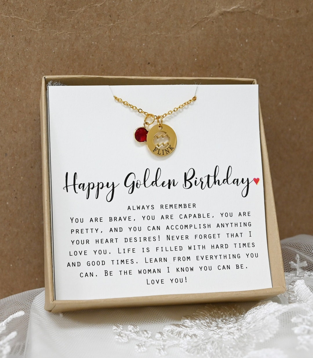 January Birthday Golden Birthday Gift Necklace Happy Golden Birthday ...