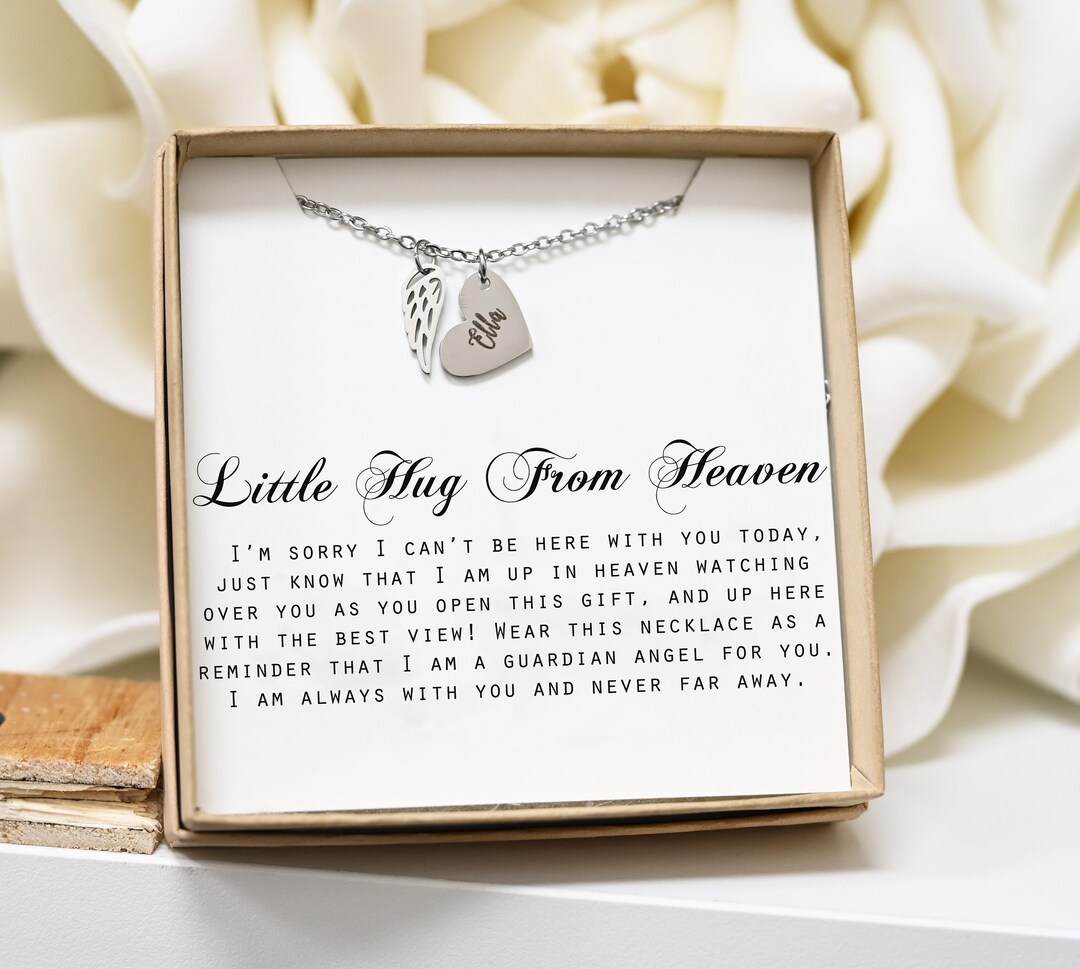Personalized Angel Wings Necklace: 'hug From Heaven' Keepsake - Etsy