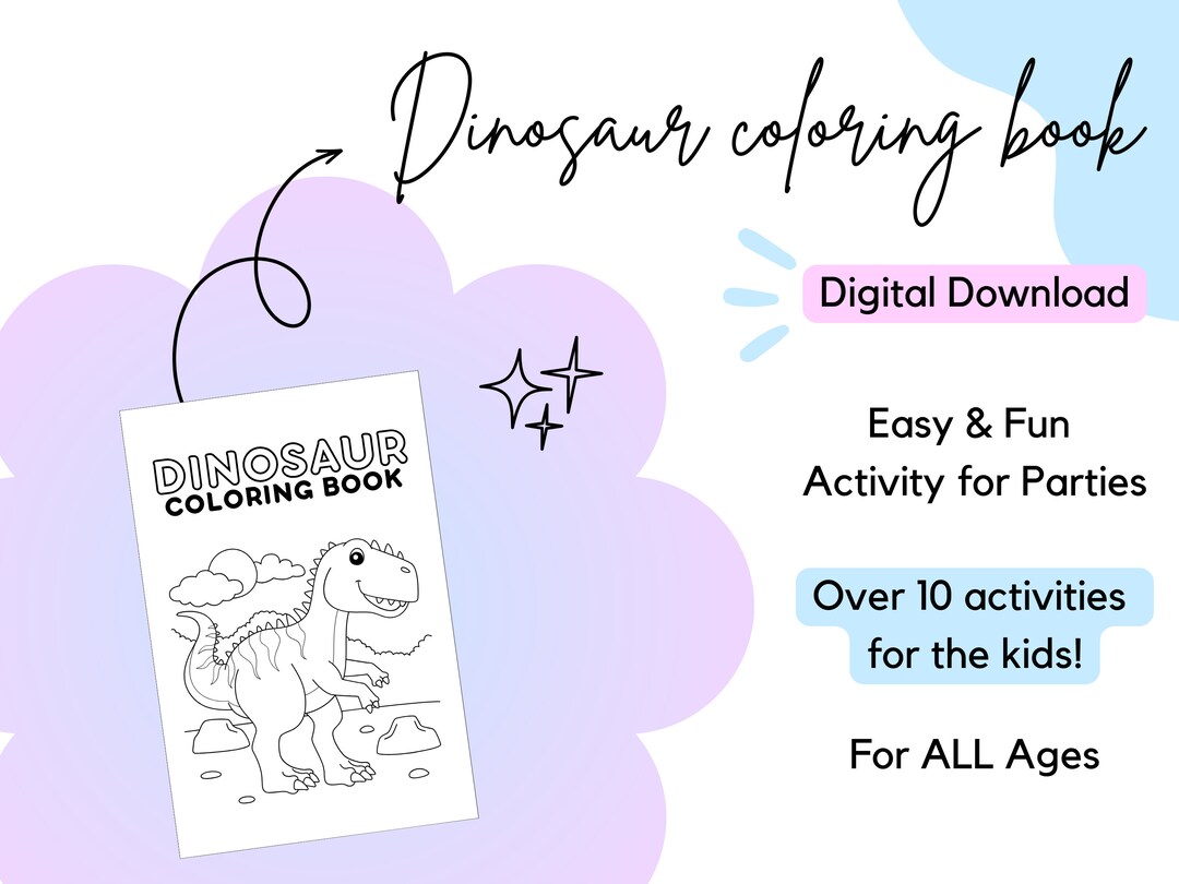 Dinosaur Mini Coloring Book - Printable Digital File - Activities for ...
