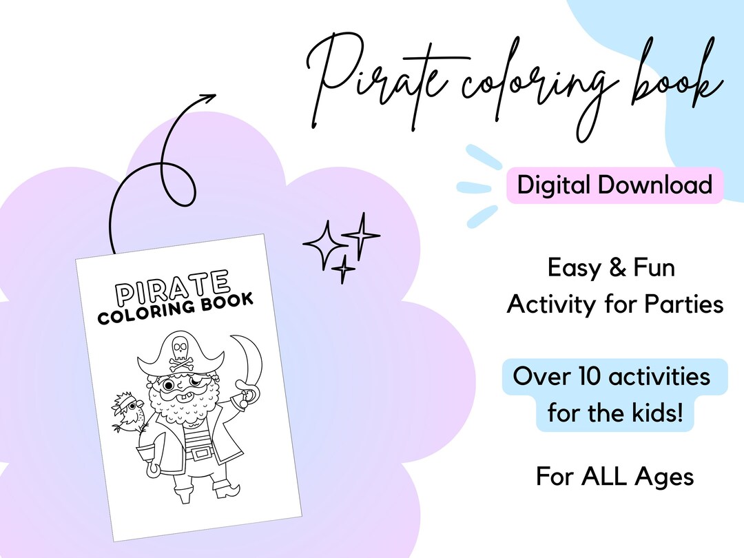 Pirate Mini Coloring Book - Printable Digital File - Activities for ...