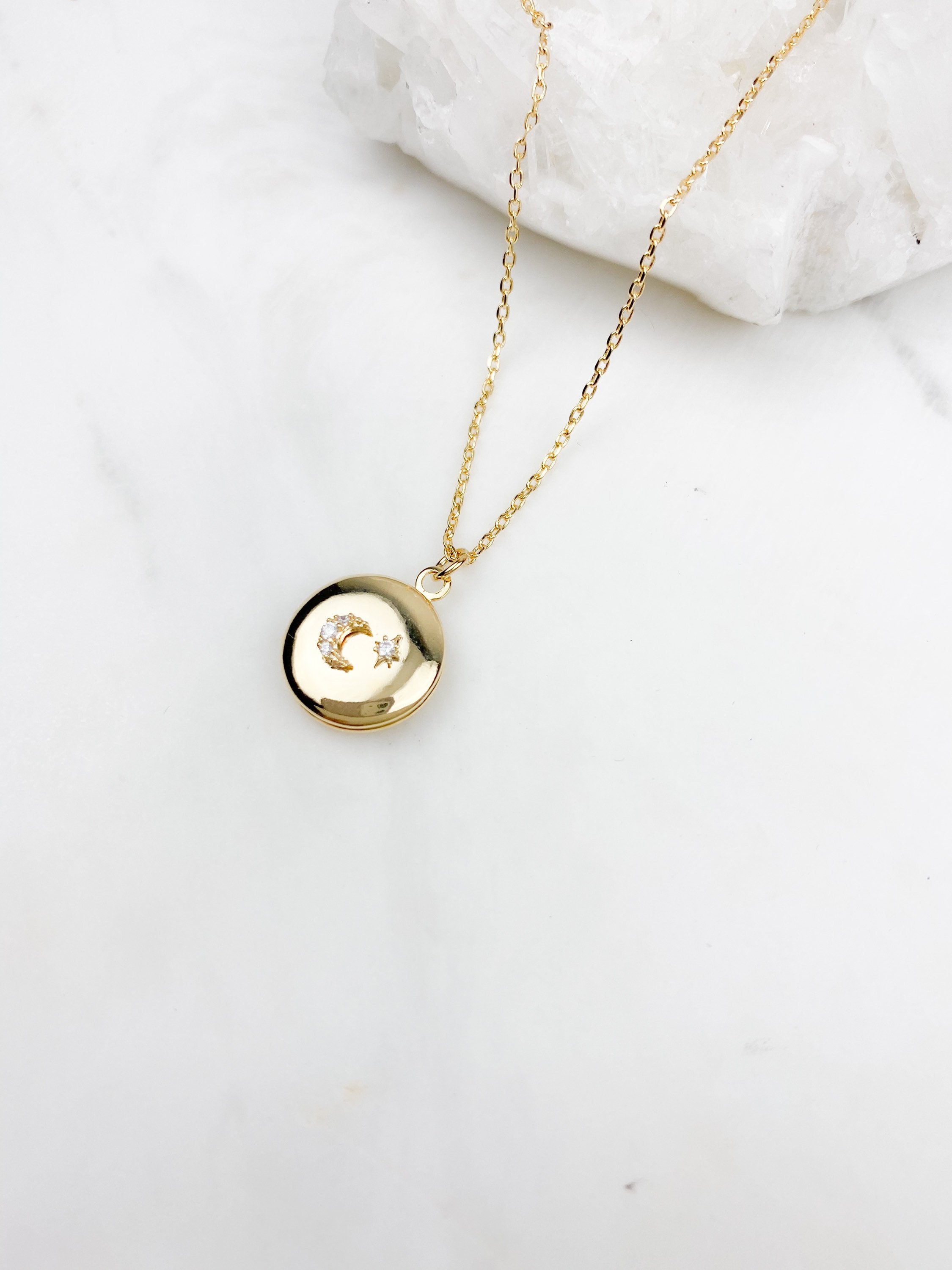 Locket Necklace Moon Locket Necklace Gifts for Her Birthday - Etsy