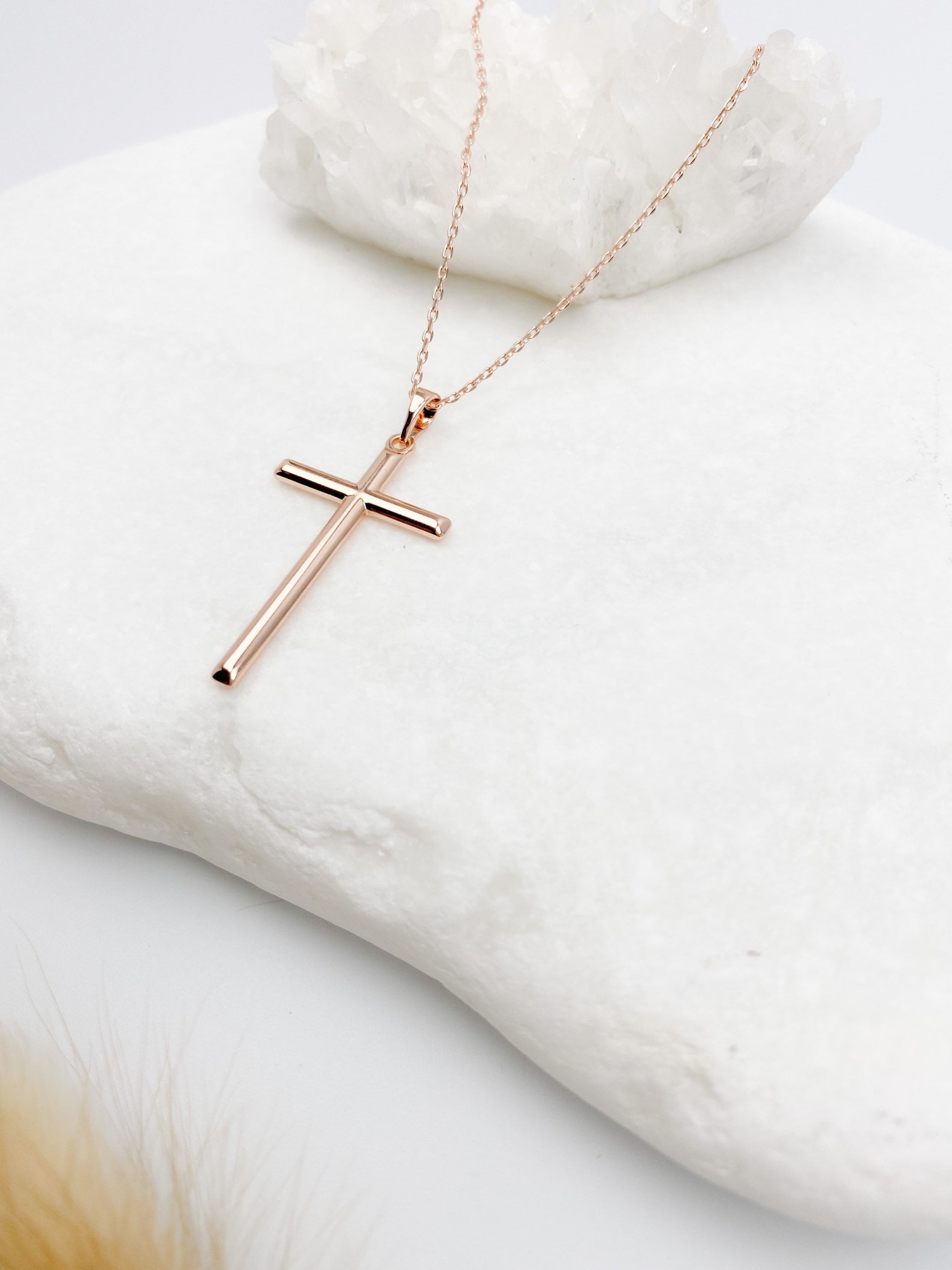 Rose Gold Filled Cross Necklace Simple Gold Cross Necklace - Etsy