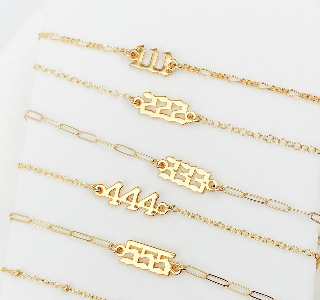 Gold Angel Number Bracelet, Anklet, Personalized Gift, Angel Numbers ...