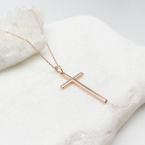 Rose Gold Cross Necklace, Simple Gold Cross Necklace, Gift for Her ...