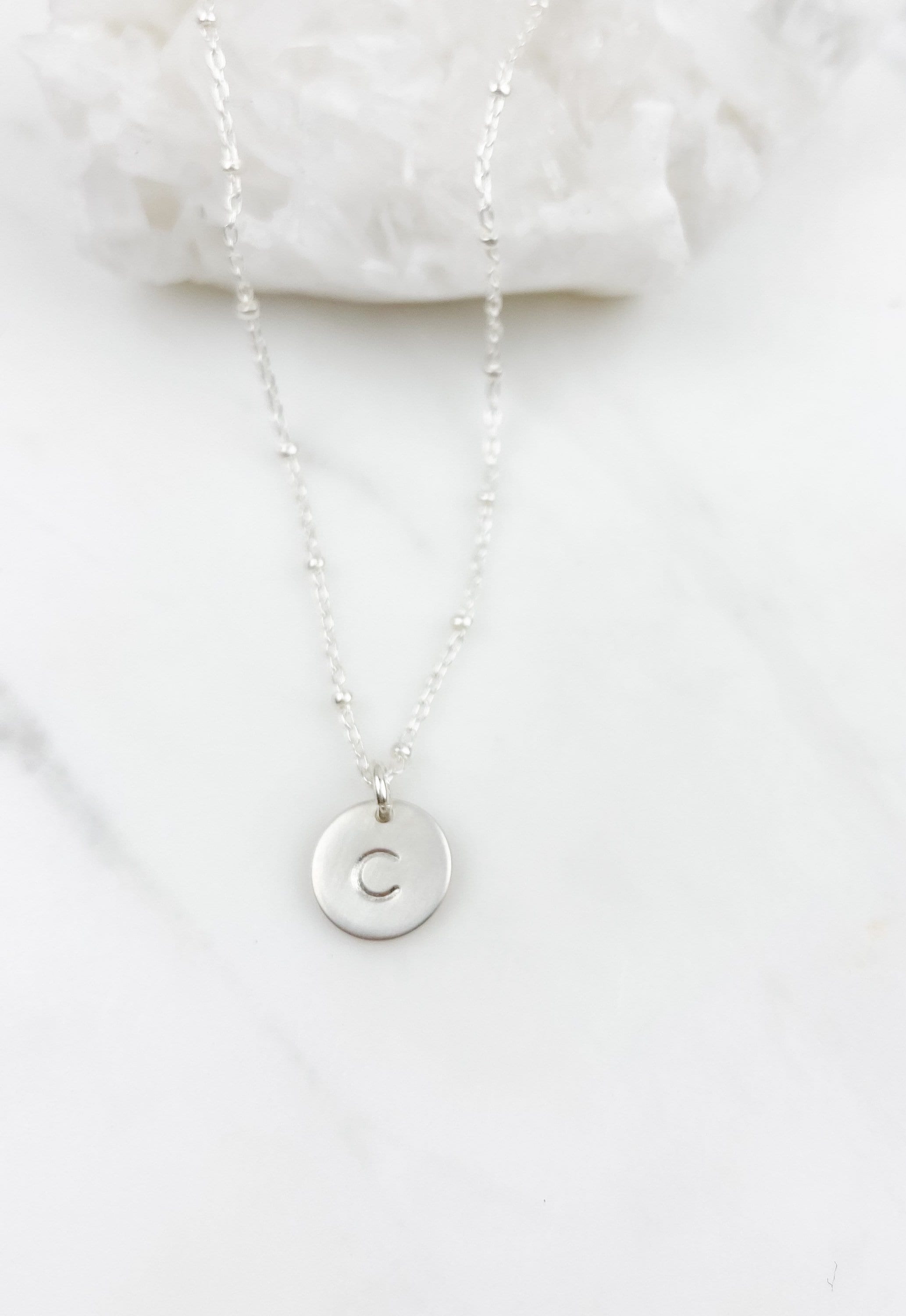 Sterling Silver Initial Necklace Personalized Initial - Etsy