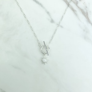 Sterling Silver Sun Necklace, Silver Toggle Necklace, Paperclip ...