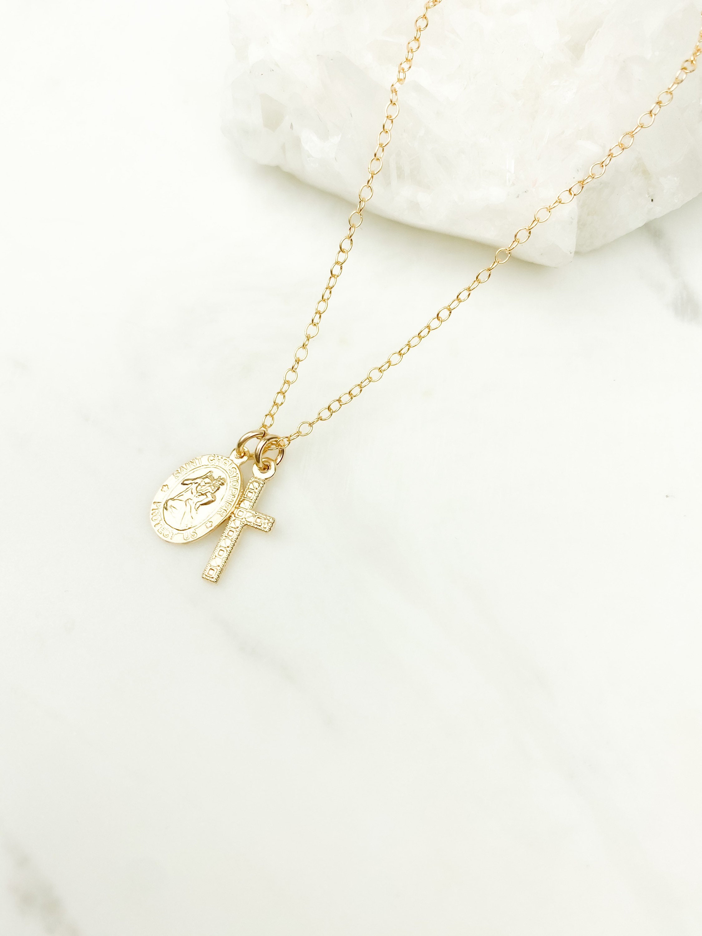 St Christopher Necklace, Cross Necklace, Filled Necklace, Necklaces for ...