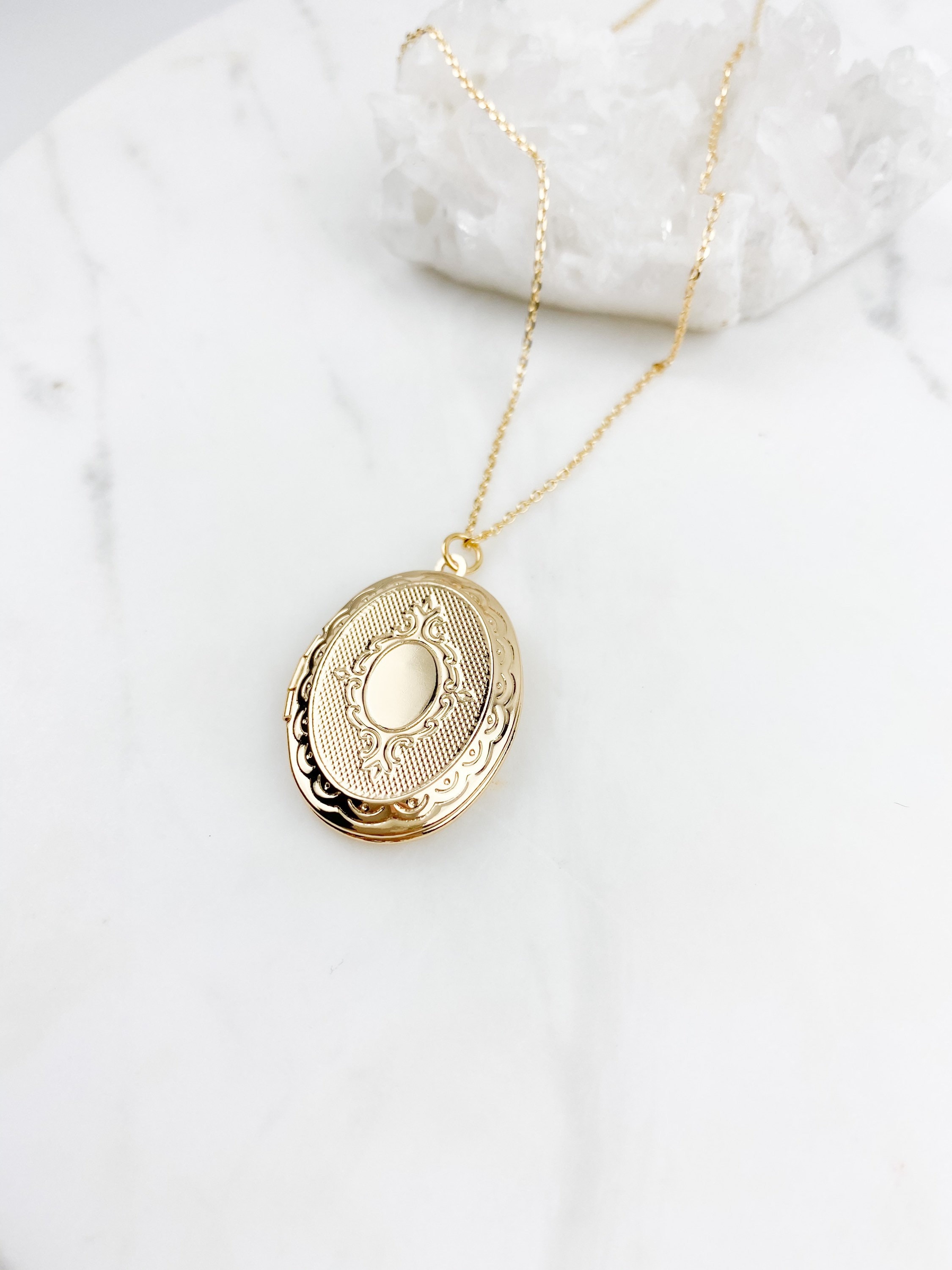 Large Locket Necklace Oval Locket Necklace Gifts for Her | Etsy