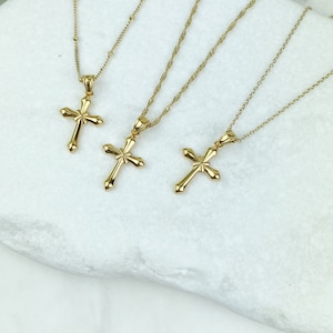 Gold Cross Necklace, Gold Necklace, Waterproof Jewelry, Stainless Steel Necklace, Gift for Her ...