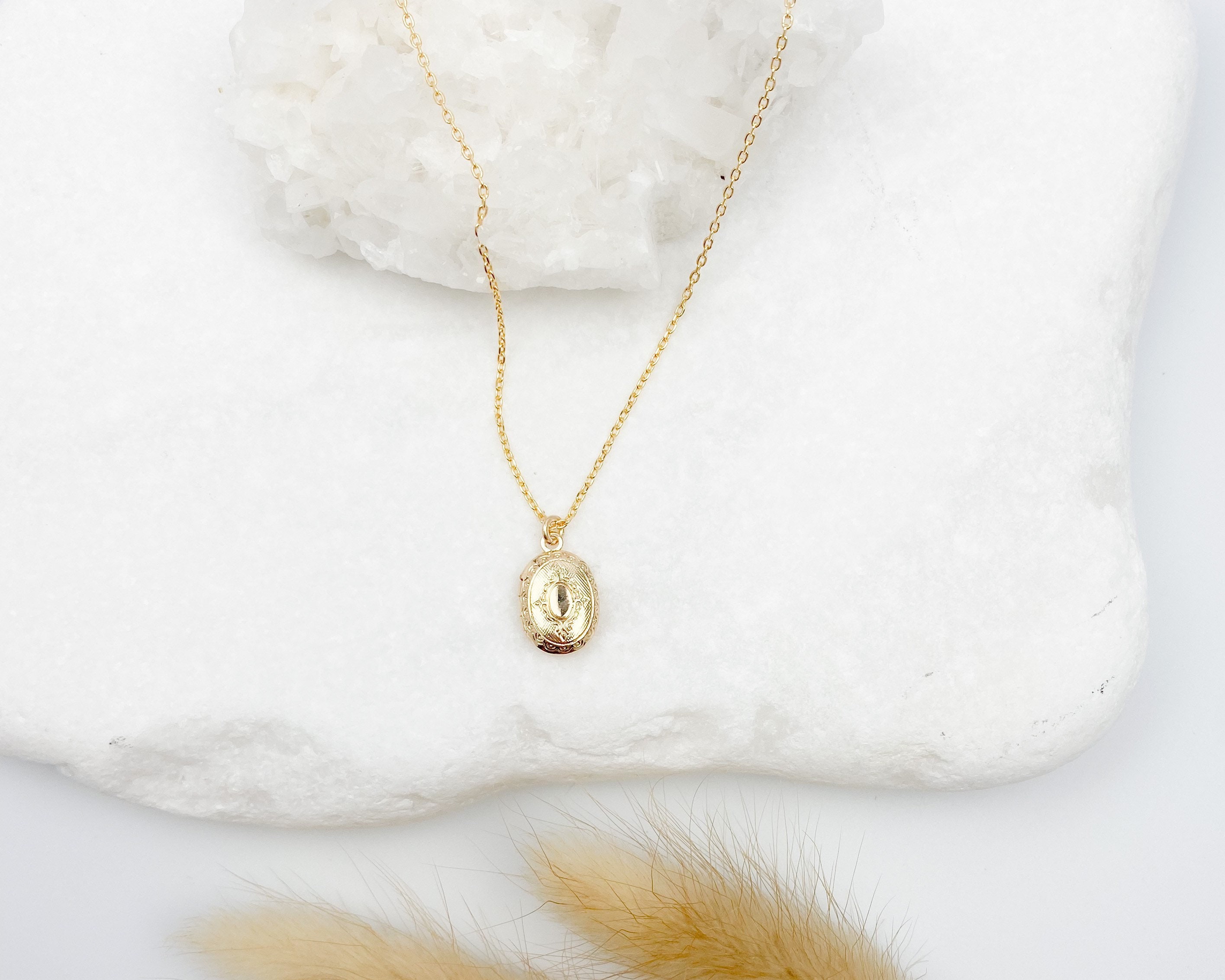 Mini Locket Necklace Oval Locket Necklace Gifts for Her - Etsy