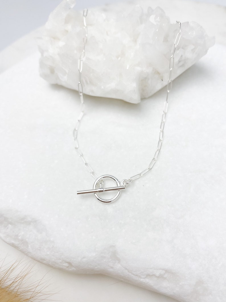 Sterling Silver Paperclip Chain Necklace With Mini Toggle - Etsy