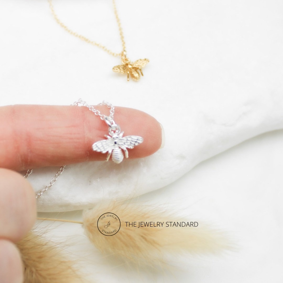 Dainty Necklace, Bee Necklace, Gold Necklace, Sterling Silver Necklace ...