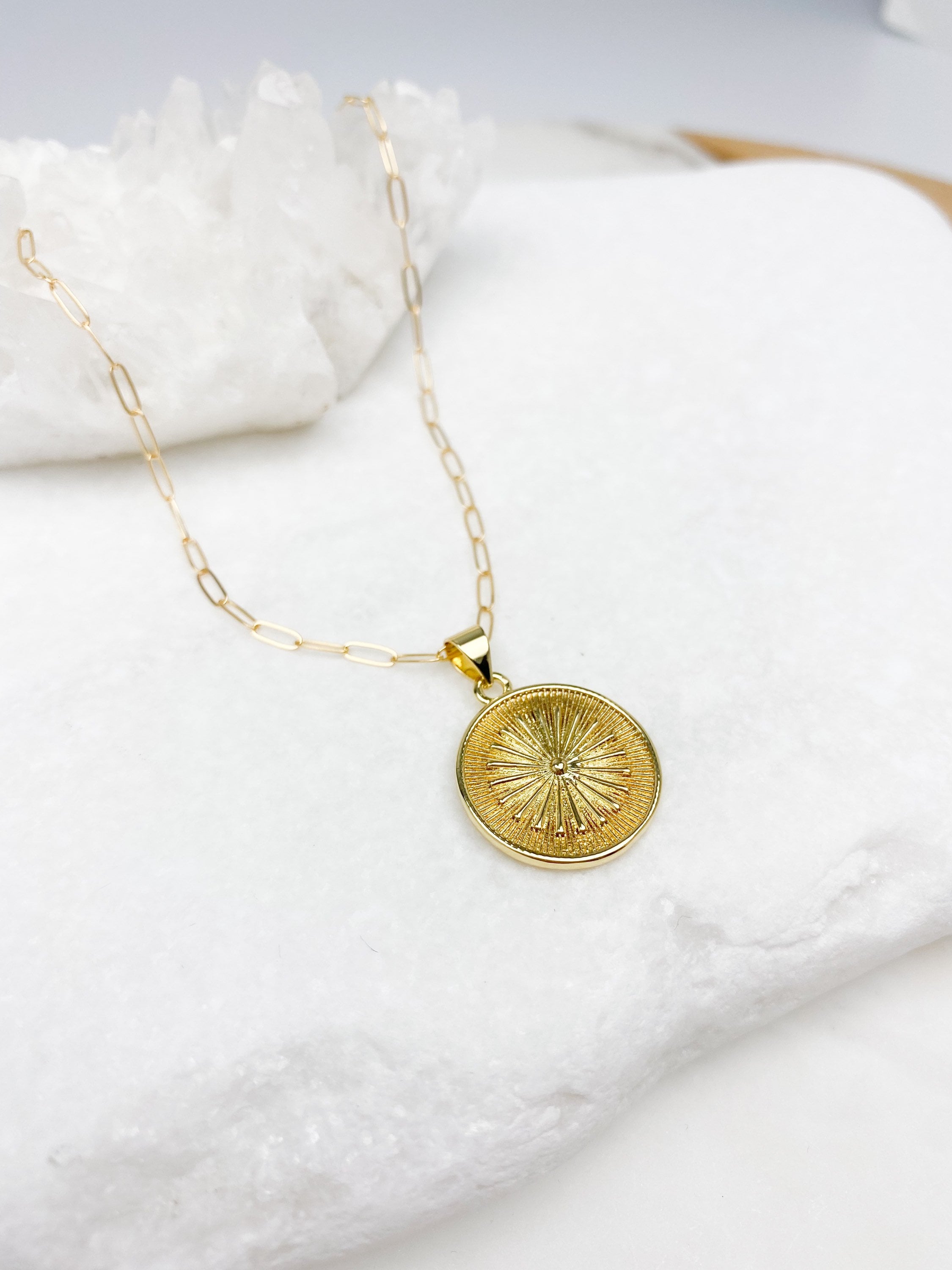 Gold Filled Necklace Gold Necklace Sunburst Necklace Sun - Etsy