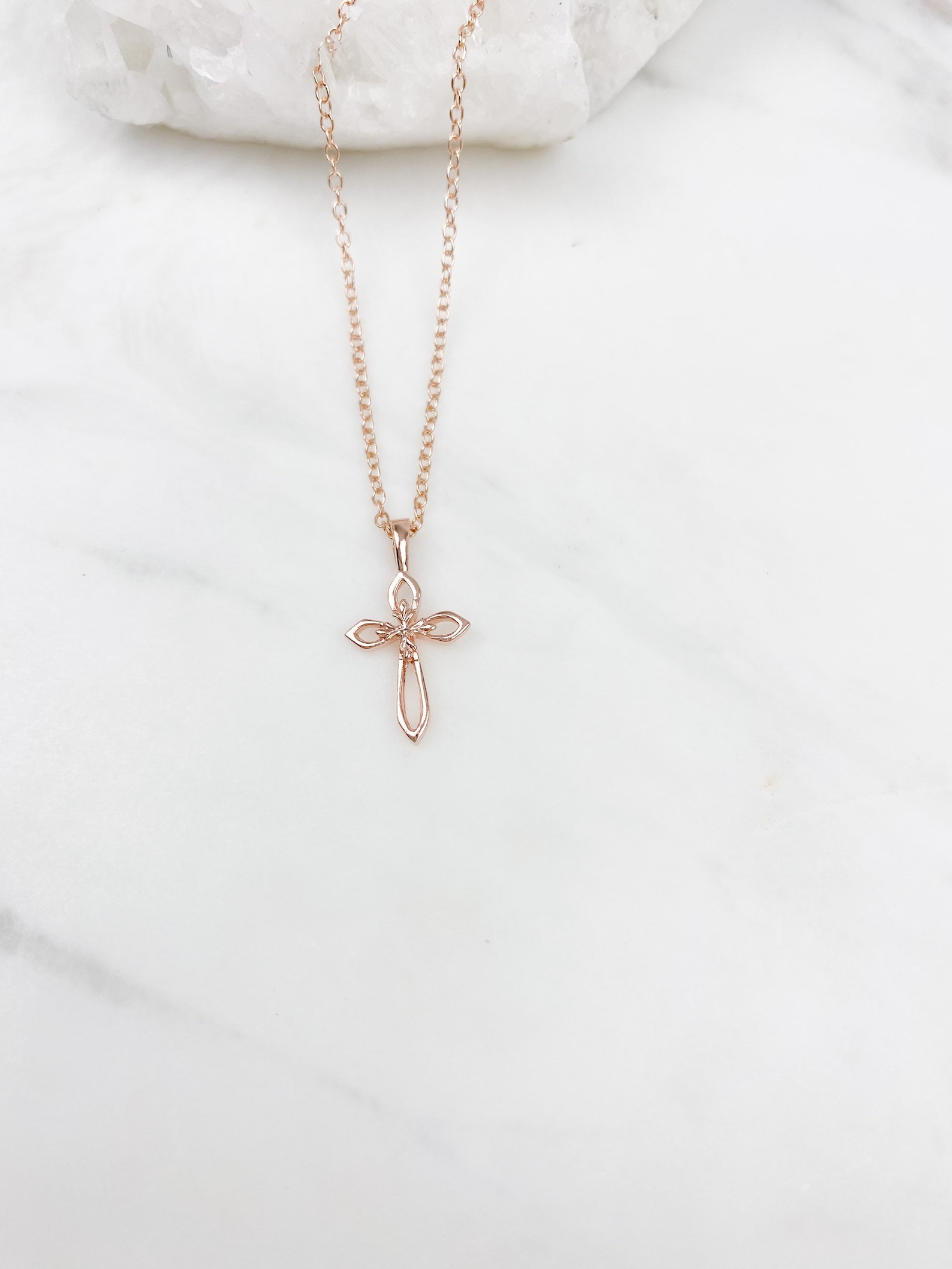 Cross Necklace Women Gold Cross Necklace Rose Gold Cross - Etsy