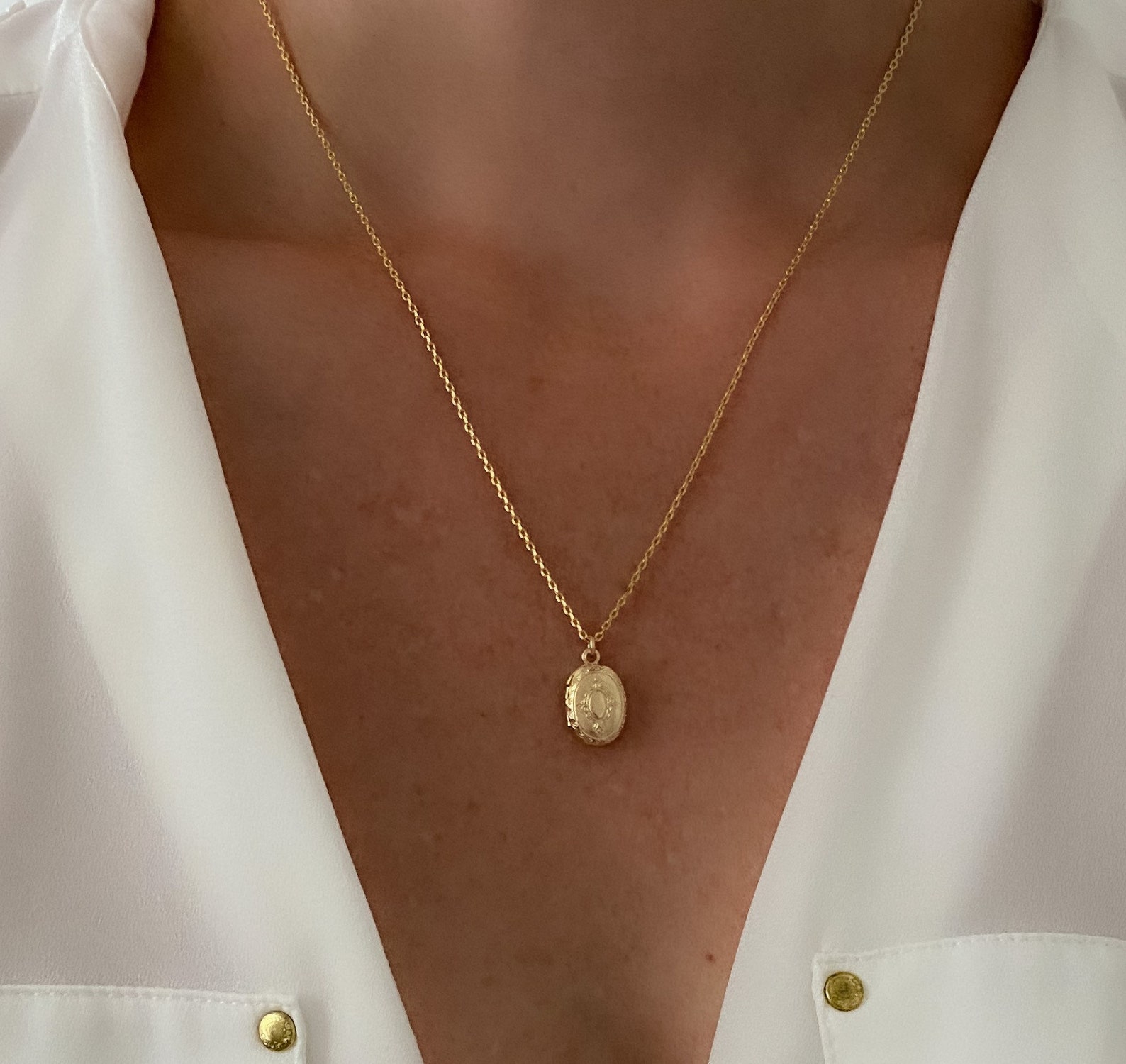 Mini Locket Necklace Oval Locket Necklace Gifts for Her - Etsy