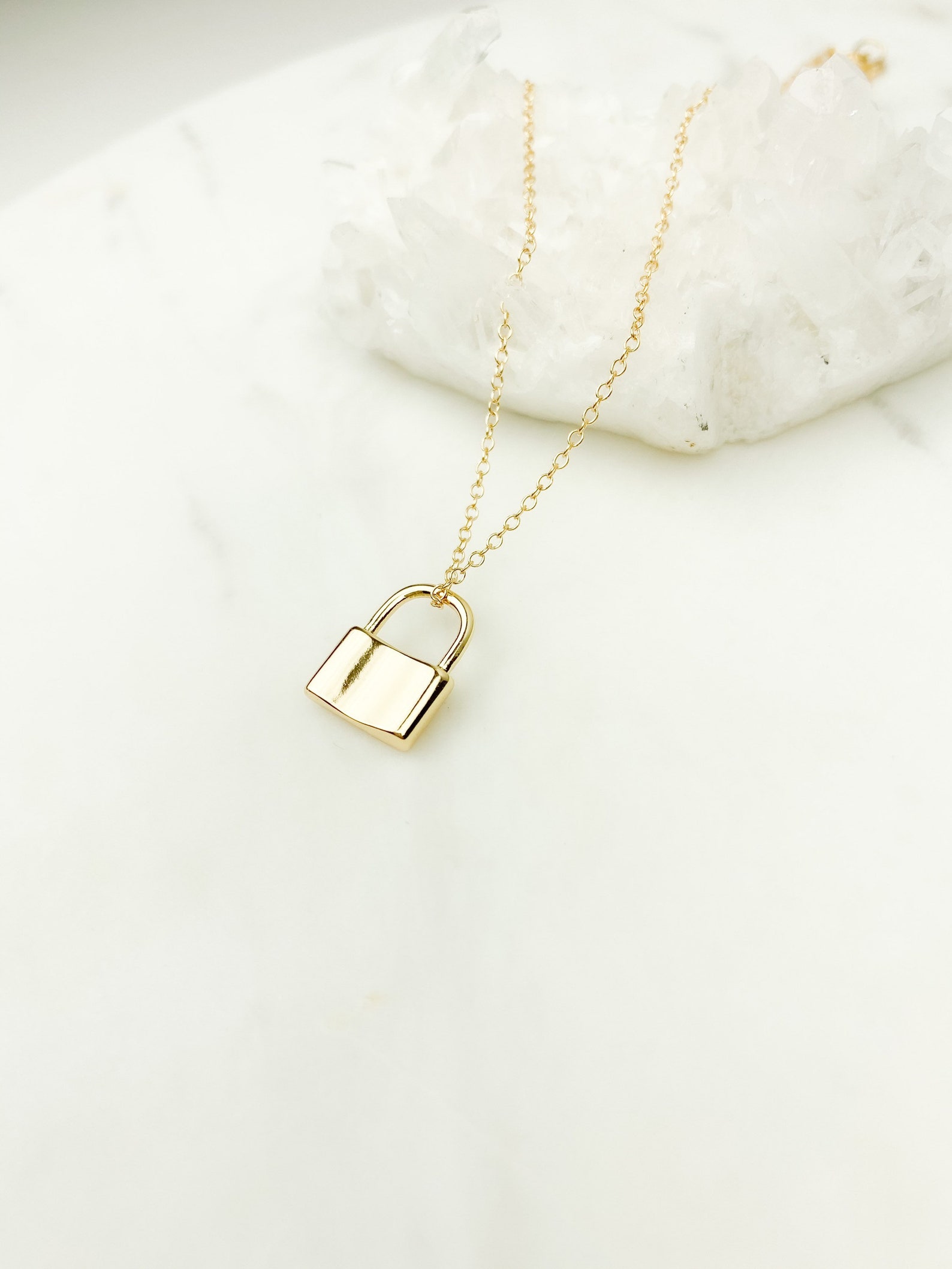 Lock Necklace Padlock Necklace Lg Gold Necklace Dainty - Etsy