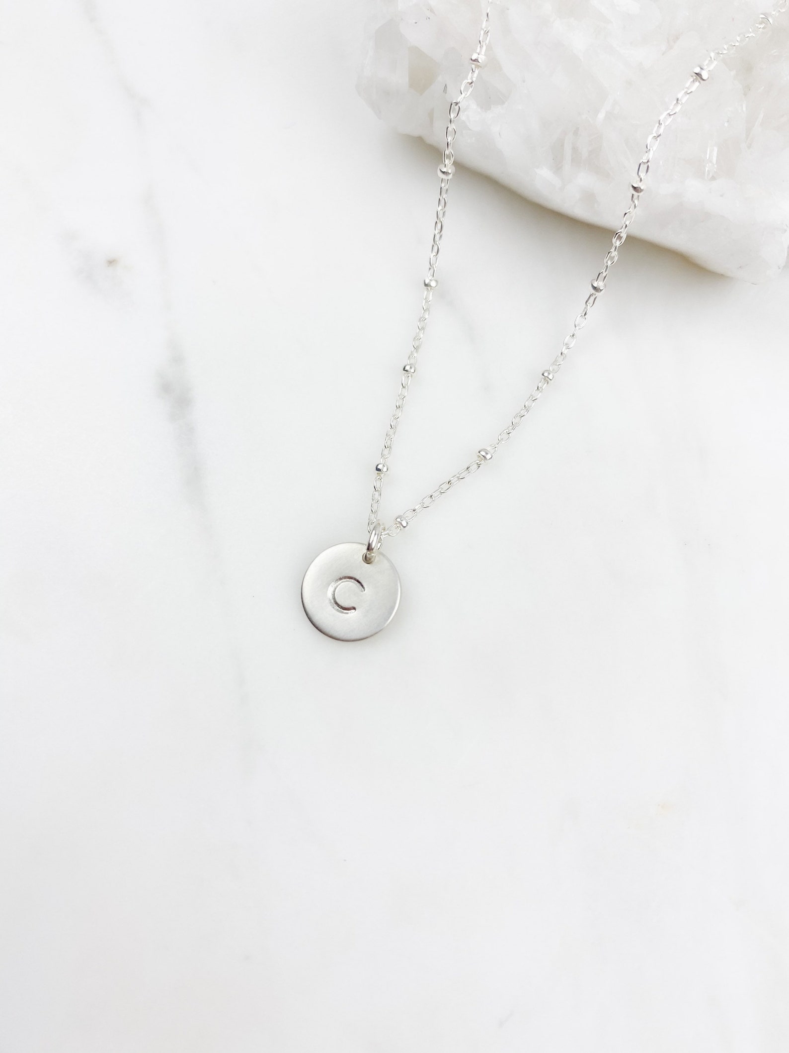 Sterling Silver Initial Necklace Personalized Initial - Etsy