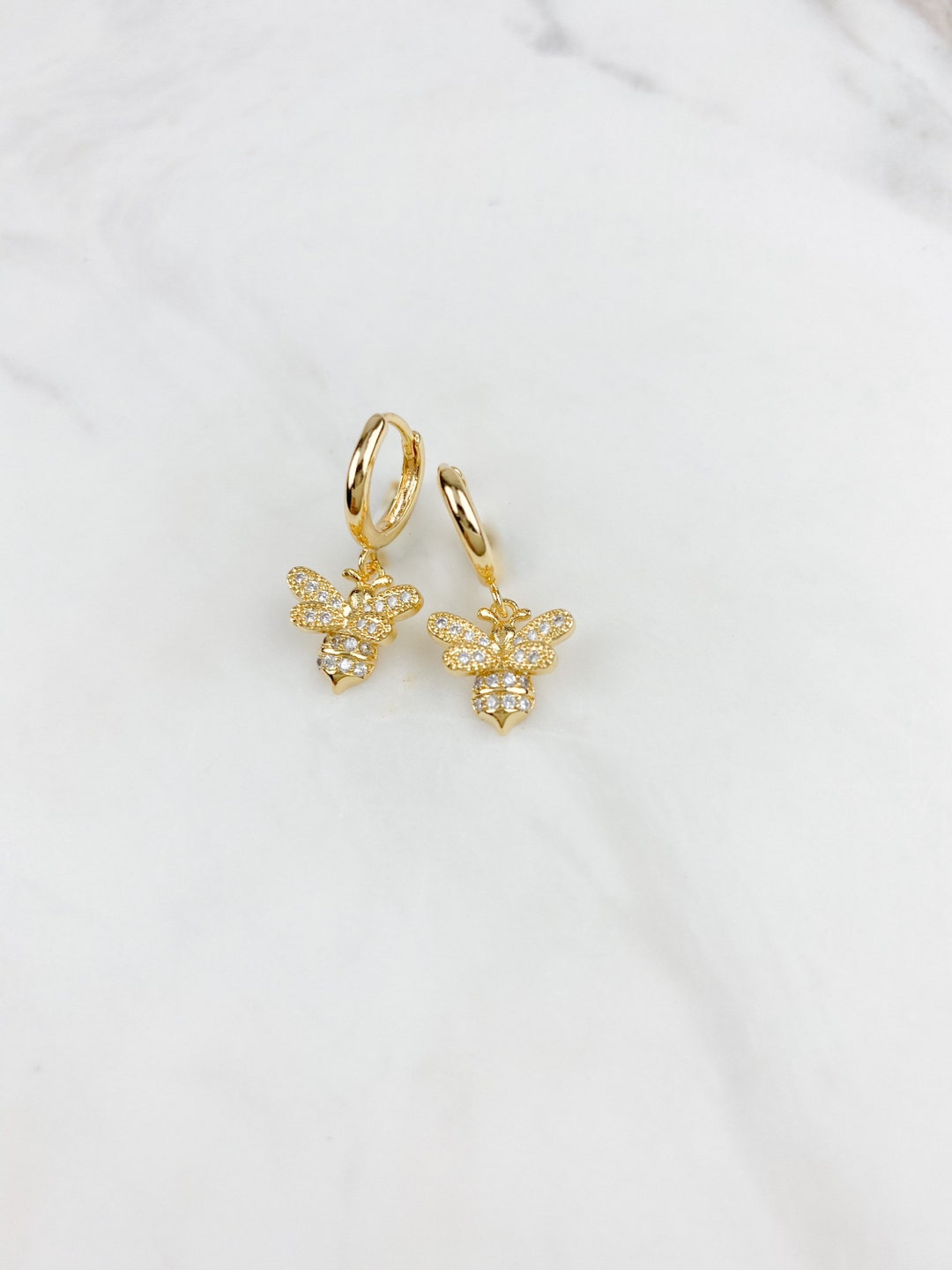 Bee Earrings Huggie Earrings Huggie Charm Earrings Small - Etsy