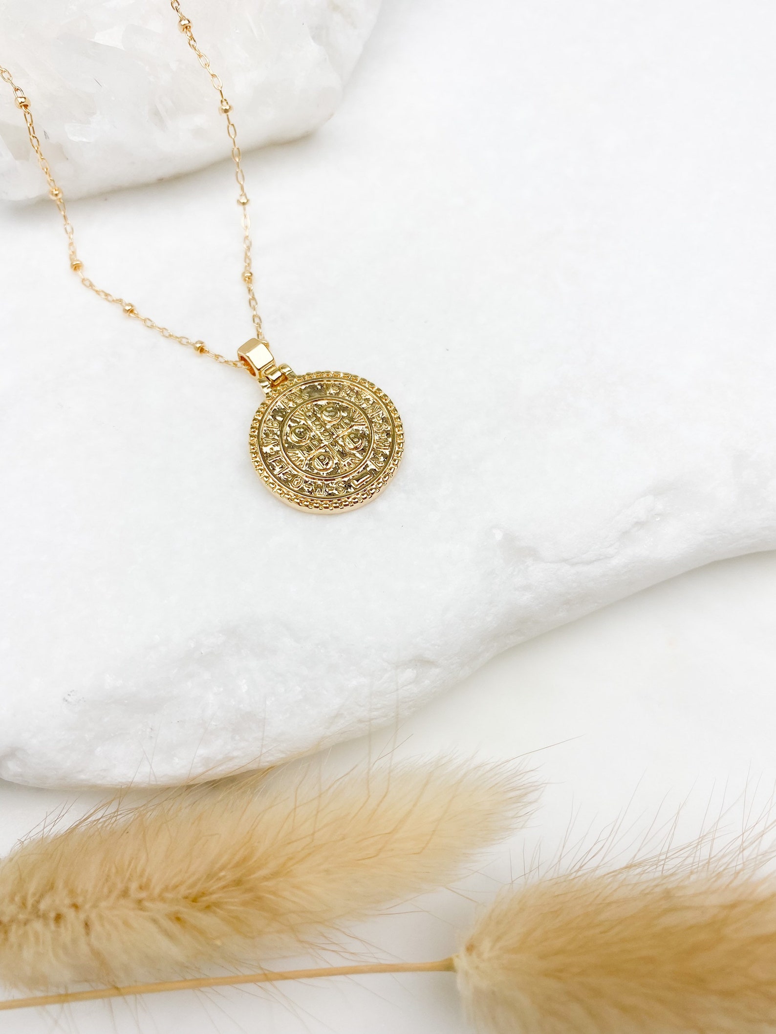 Gold Filled St Benedict Necklace Women Cross Necklace Gold - Etsy