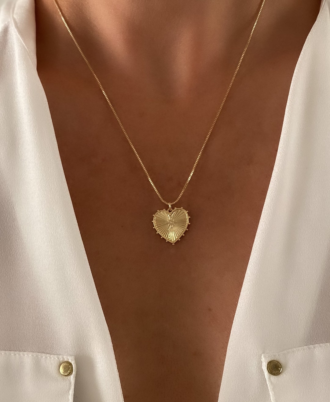 Gold Necklace, Heart Necklaces, Necklaces for Women, Girls Heart ...