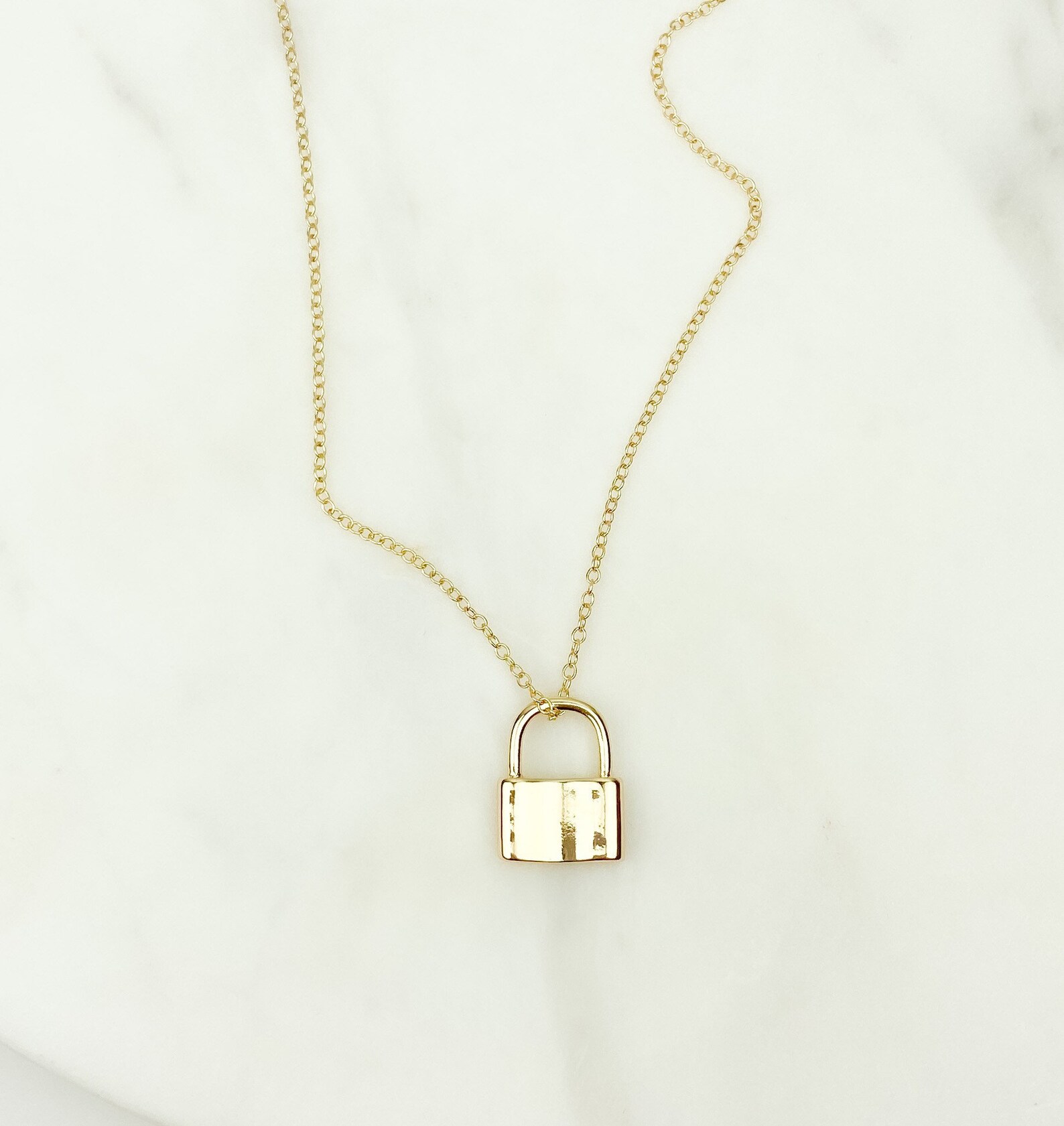 Lock Necklace Padlock Necklace Lg Gold Necklace Dainty - Etsy