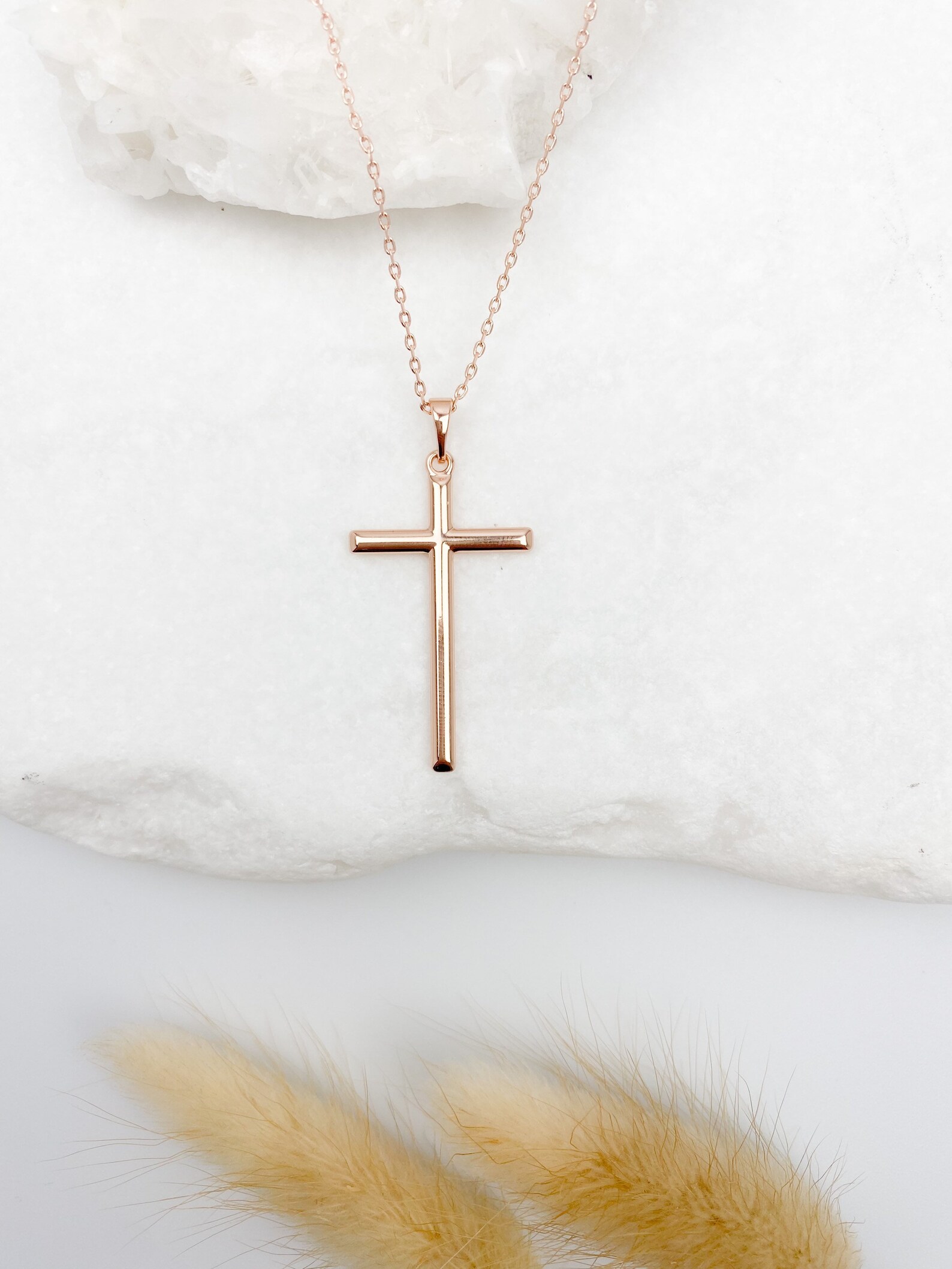 Rose Gold Filled Cross Necklace Simple Gold Cross Necklace - Etsy