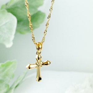 Gold Cross Necklace, Gold Necklace, Waterproof Jewelry, Stainless Steel Necklace, Gift for Her ...